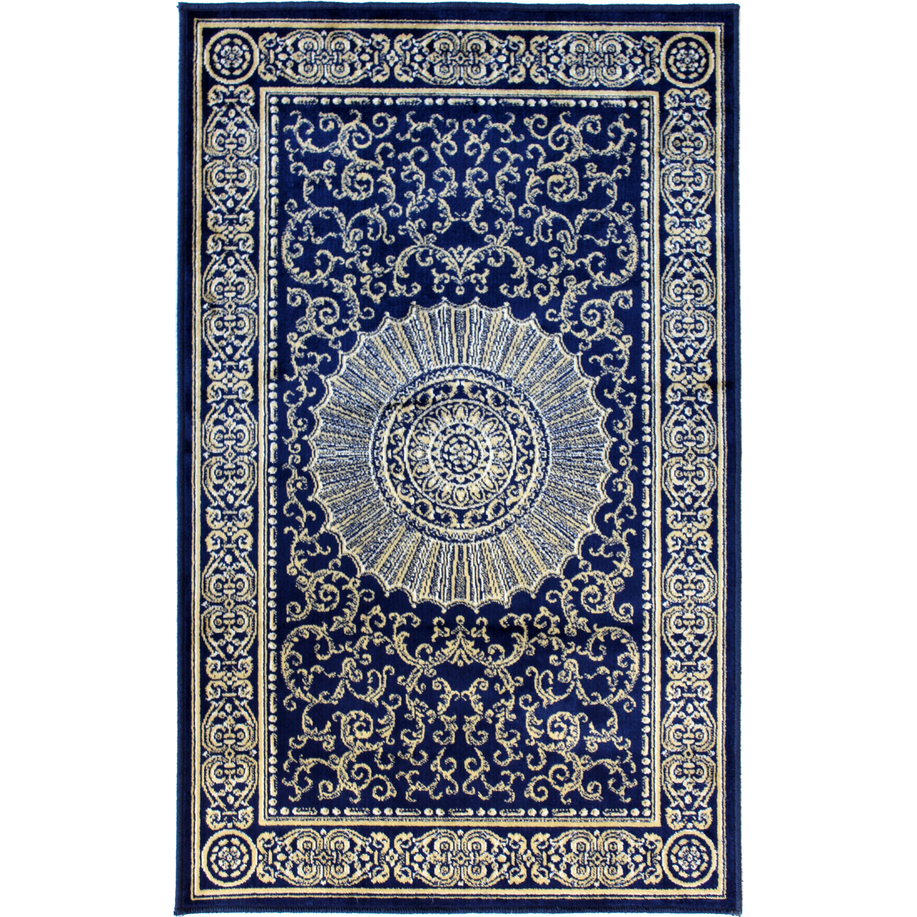 Artificial Silk Elsa Navy Indoor Area Rug | Avocado Decor
